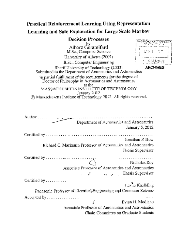 (PDF) Practical reinforcement learning using representation learning and safe exploration for ...