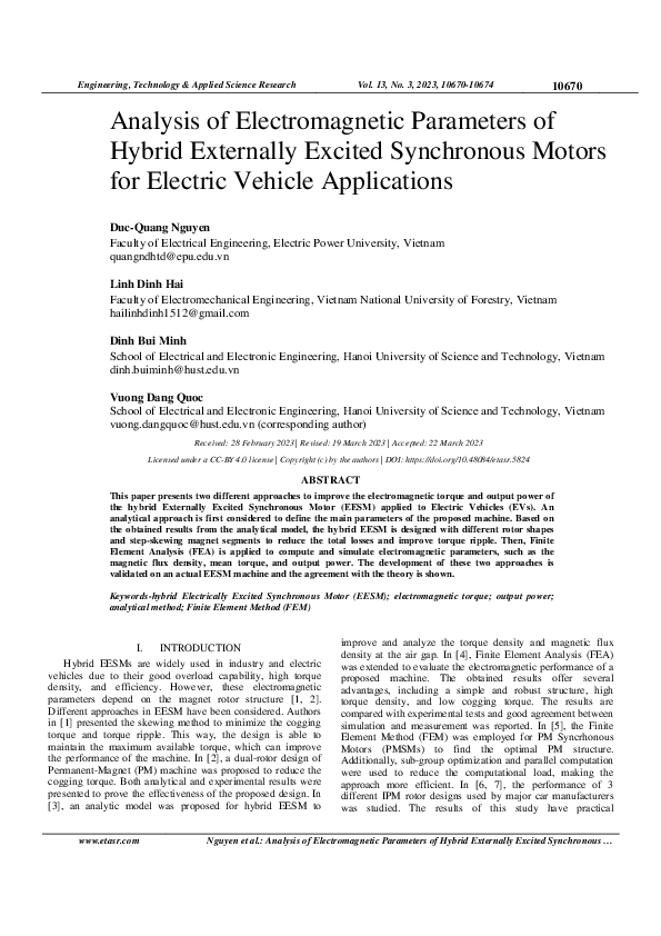 (PDF) Analysis of Electromagnetic Parameters of Hybrid Externally ...