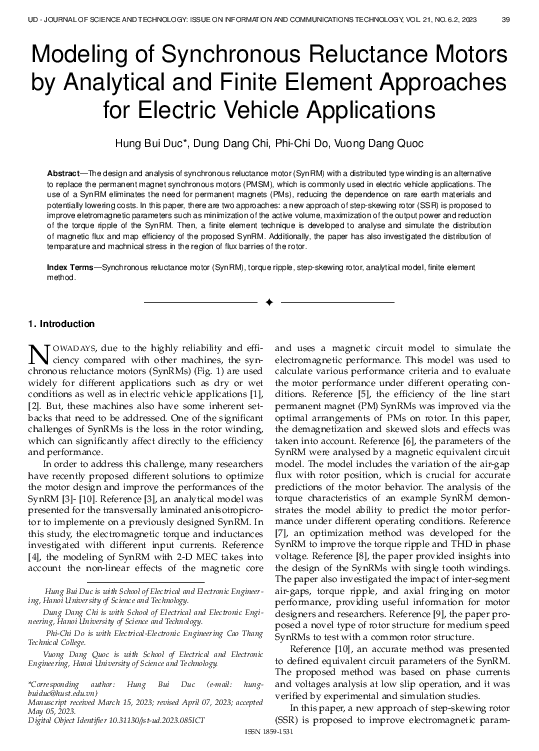 (PDF) Modeling of Synchronous Reluctance Motors by Analytical and Finite Element Approaches for ...
