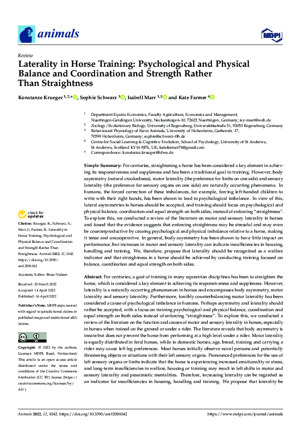 (PDF) Laterality in Horse Training: Psychological and Physical Balance ...