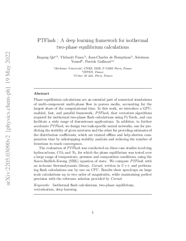 (PDF) PTFlash : A deep learning framework for isothermal two-phase ...