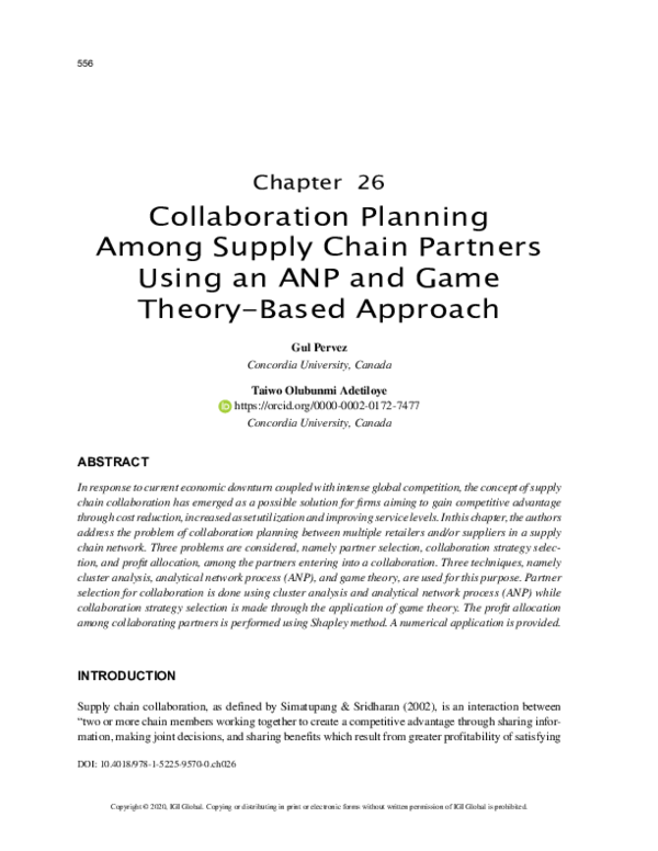 (PDF) Collaboration Planning Among Supply Chain Partners Using an ANP ...