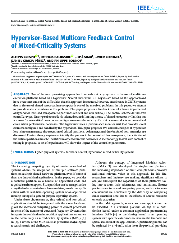 (PDF) Hypervisor-Based Multicore Feedback Control of Mixed-Criticality Systems