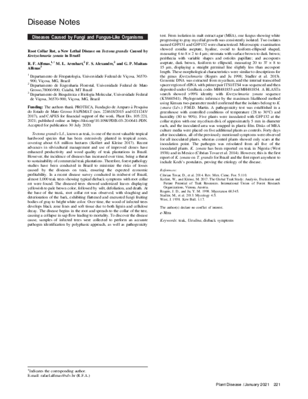 (PDF) Root Collar Rot, a New Lethal Disease on Tectona grandis Caused ...