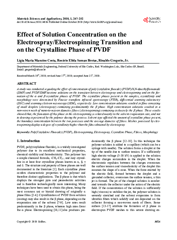 (PDF) Effect of Solution Concentration on the Electrospray ...