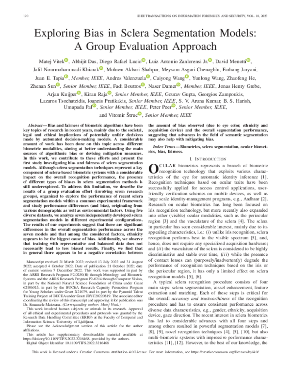 (PDF) Exploring Bias in Sclera Segmentation Models: A Group Evaluation Approach