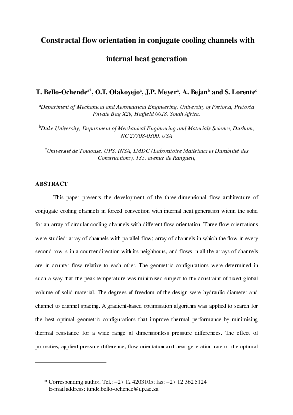 (PDF) Flow orientation in conjugate cooling channels with internal heat ...