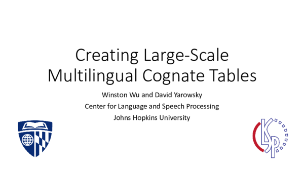 (PDF) Creating Large-Scale Multilingual Cognate Tables
