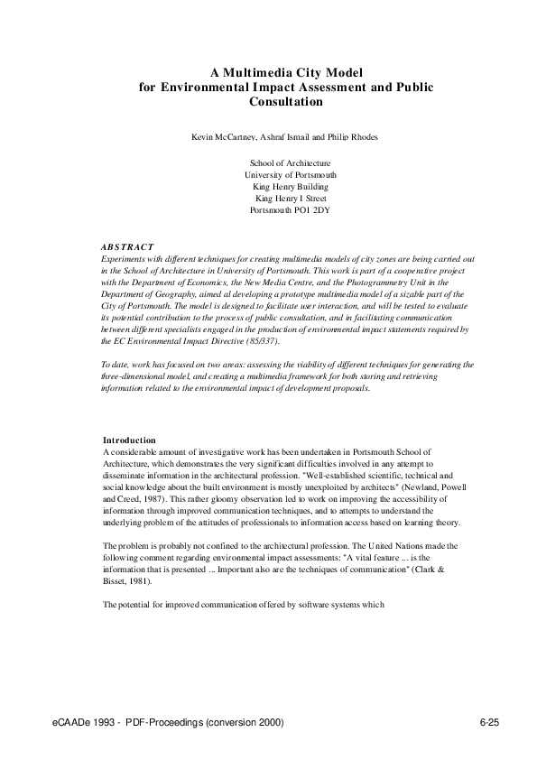 (PDF) A Multimedia City Model for Environmental Impact Assessment and ...