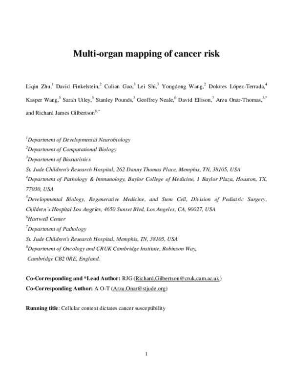 (PDF) Multi-organ Mapping of Cancer Risk
