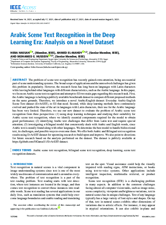 (PDF) Arabic Scene Text Recognition in the Deep Learning Era: Analysis ...