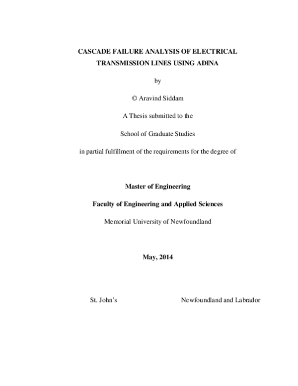 (PDF) Cascade failure analysis of electrical transmission lines using ADINA