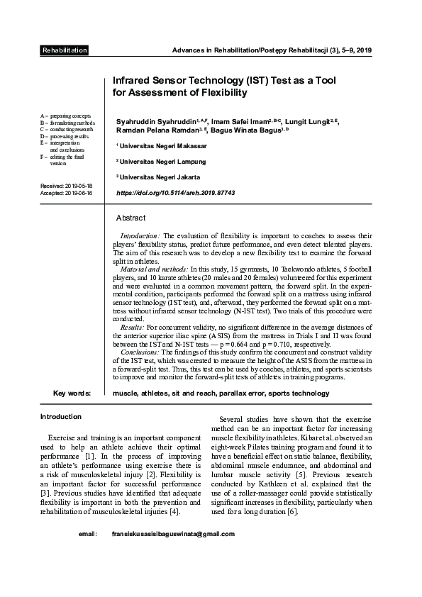 (PDF) Infrared Sensor Technology (IST) Test as a Tool for Assessment of ...