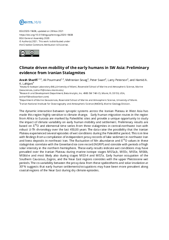 (PDF) Climate driven mobility of the early humans in SW Asia ...