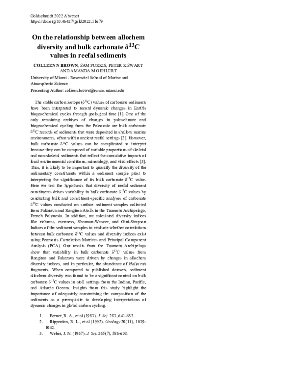 (PDF) On the relationship between allochem diversity and bulk carbonate ...