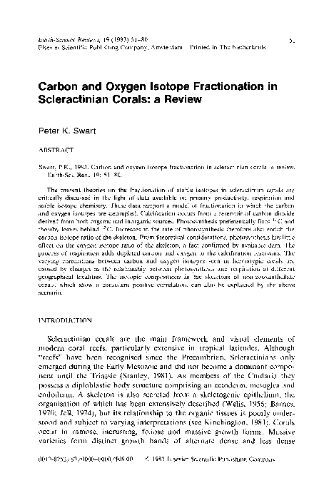 (PDF) Carbon and oxygen isotope fractionation in scleractinian corals ...