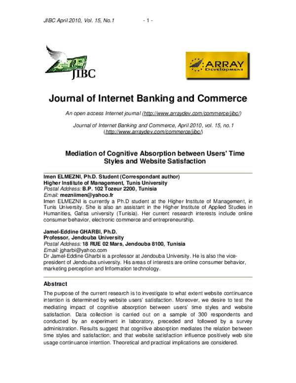 (PDF) Mediation of cognitive absorption between users'time styles and website satisfaction
