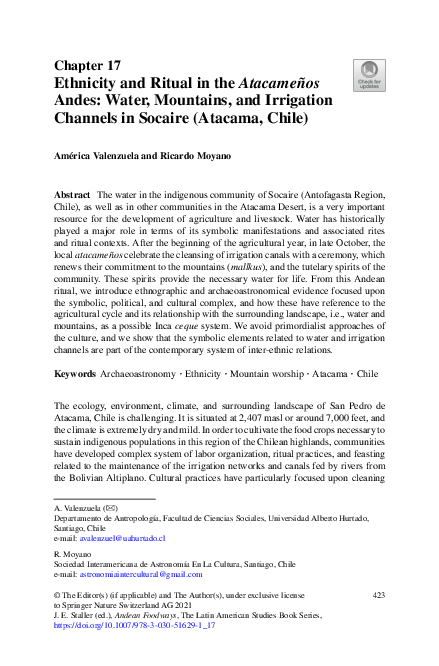 (PDF) Ethnicity and Ritual in the Atacameños Andes: Water, Mountains ...