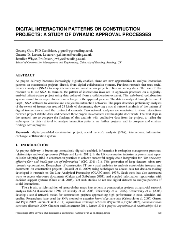 (PDF) Digital Interaction Patterns on Construction Projects: A Study of Dynamic Approval ...