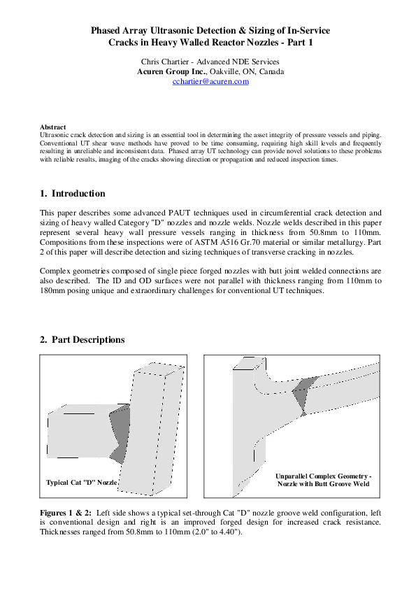 (PDF) Phased Array Ultrasonic Detection & Sizing of In-Service Cracks ...