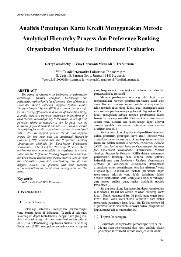 (PDF) Analisis Penutupan Kartu Kredit Menggunakan Metode Analytical ...