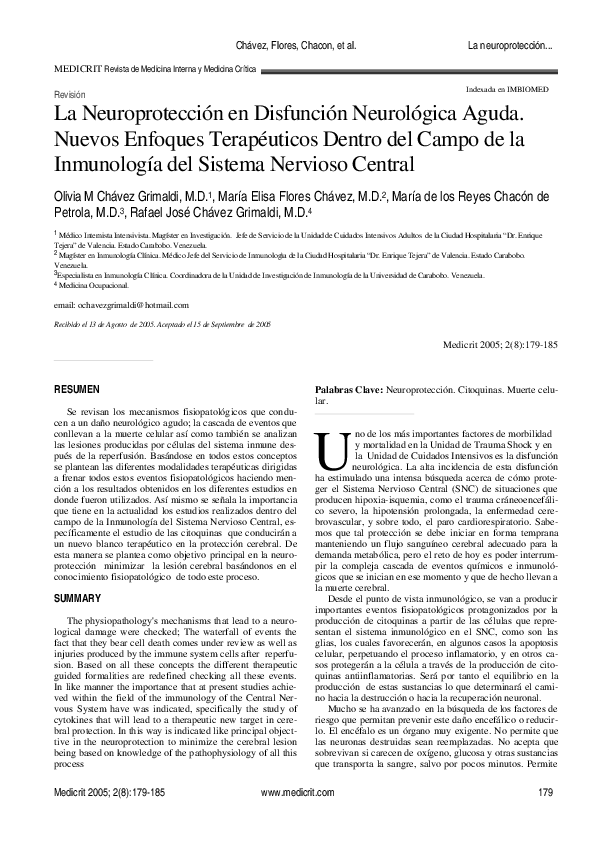 (PDF) La Neuroprotección en Disfunción Neurológica Aguda. Nuevos ...
