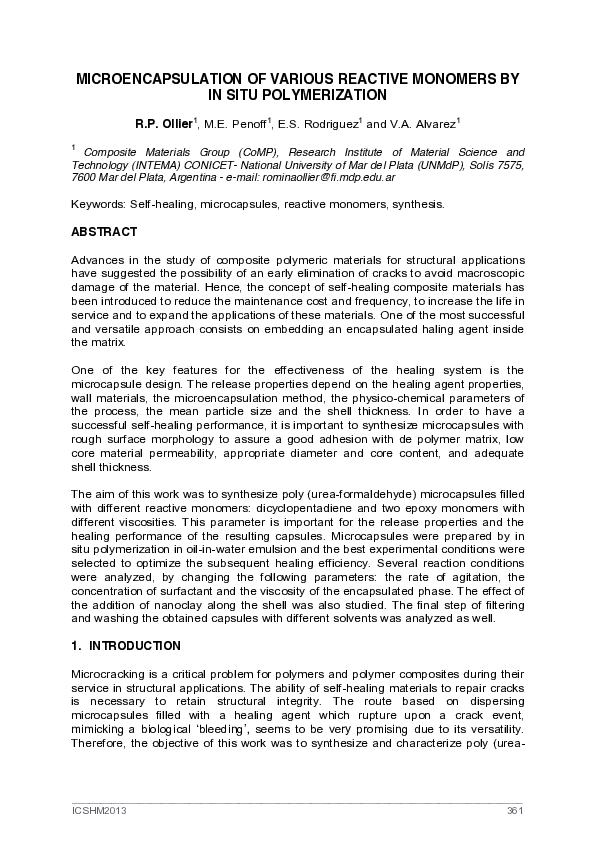 (PDF) Microencapsulation of various reactive monomers by in situ ...