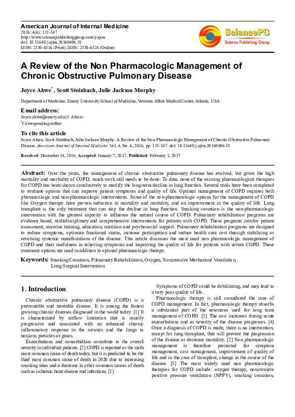 (PDF) A Review of the Non Pharmacologic Management of Chronic ...