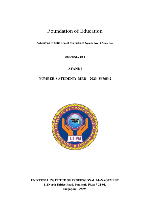 (PDF) Foundation of Education