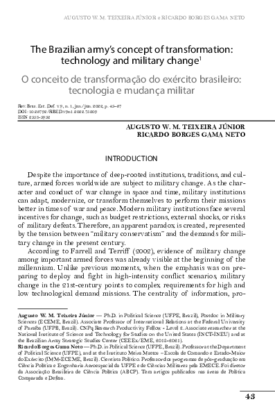 (PDF) The Brazilian Army’s Concept of Transformation: Technology and Military Change