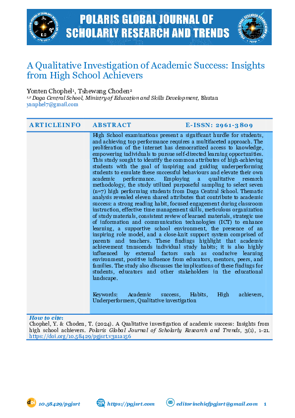 (PDF) A Qualitative Investigation of Academic Success: Insights from ...