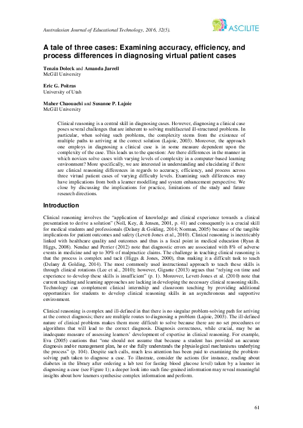 (PDF) A Tale of Three Cases: Examining Accuracy, Efficiency, and Process Differences in ...