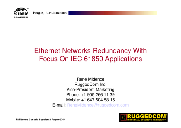 Pdf Ethernet Networks Redundancy With Focus On Iec 61850 Applications
