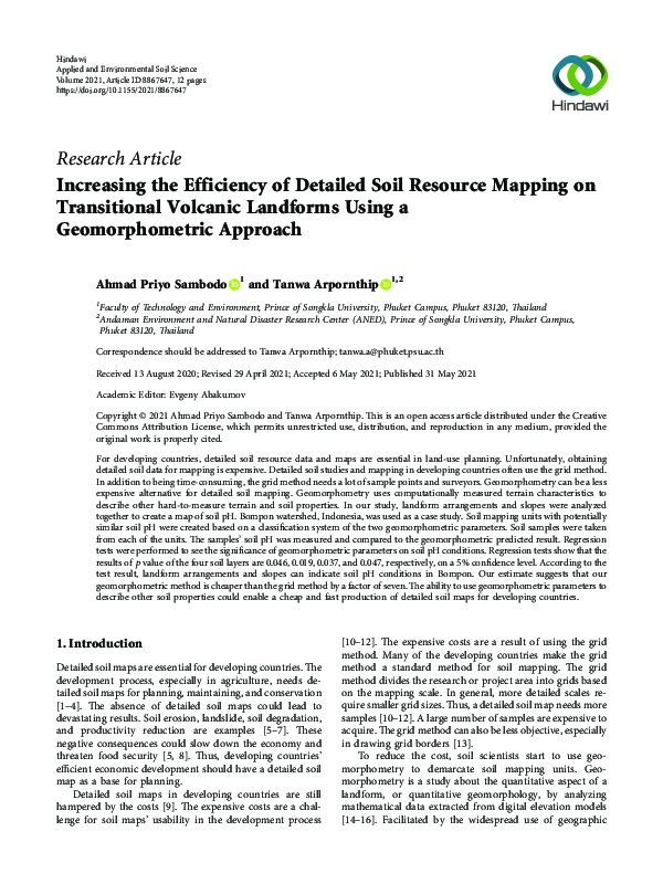 (PDF) Increasing the Efficiency of Detailed Soil Resource Mapping on Transitional Volcanic ...