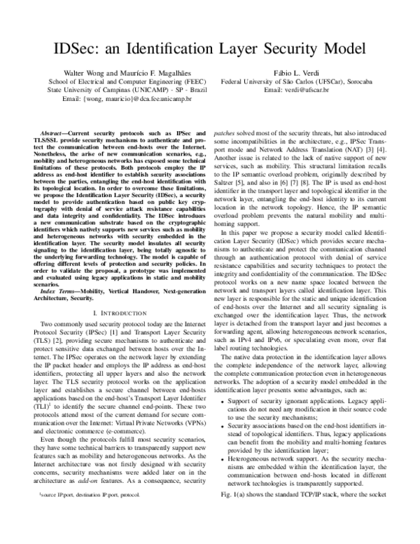 (PDF) IDSec: An Identification Layer Security Model