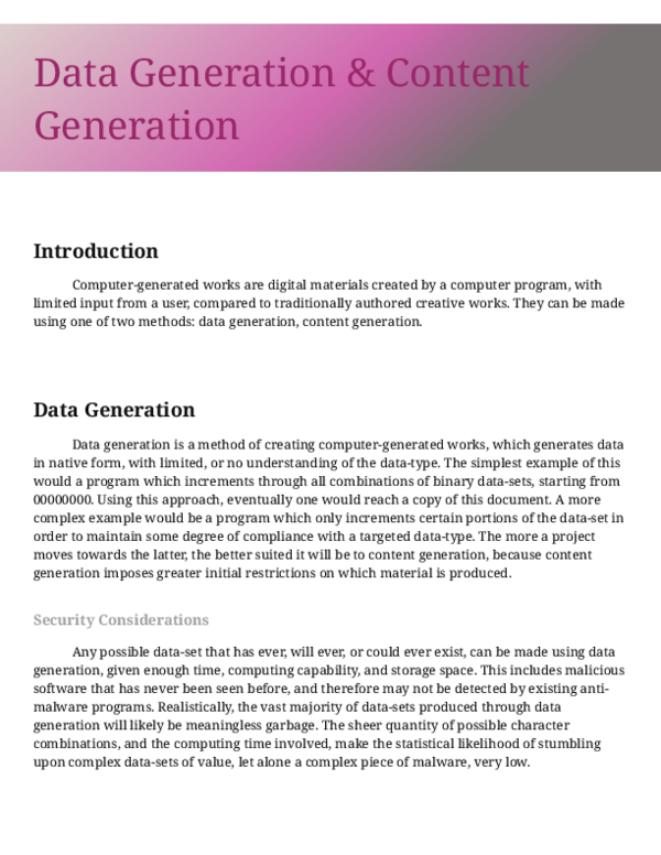 (PDF) Data Generation & Content Generation