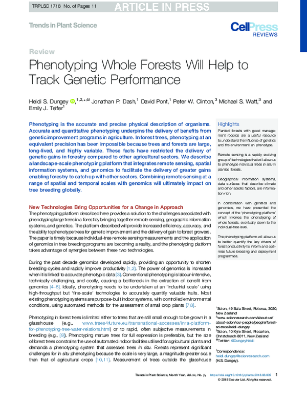 (PDF) Phenotyping Whole Forests Will Help to Track Genetic Performance | Heidi Dungey - Academia.edu
