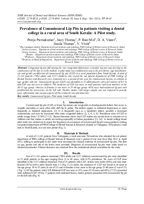 (PDF) Prevalence of Commissural Lip Pits in patients visiting a dental ...