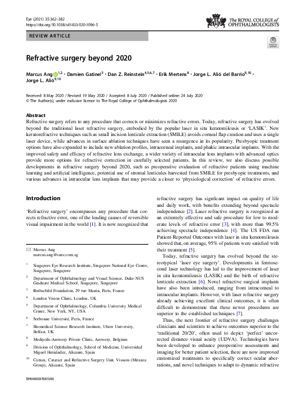 (PDF) Refractive surgery beyond 2020