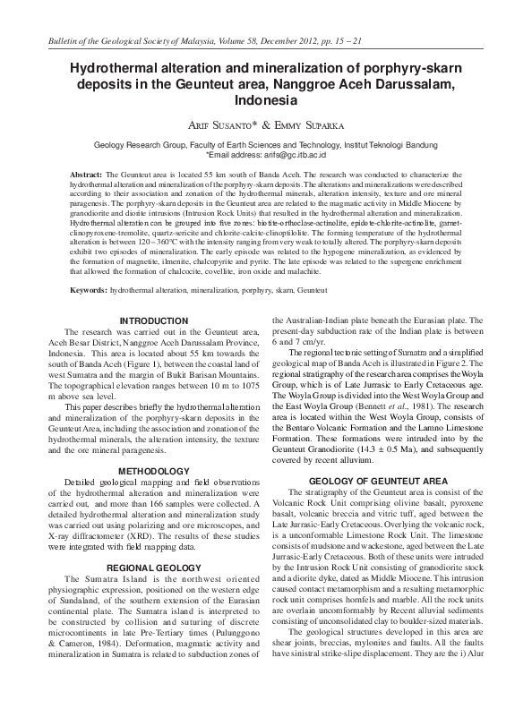 (PDF) Hydrothermal alteration and mineralization of porphyry-skarn ...