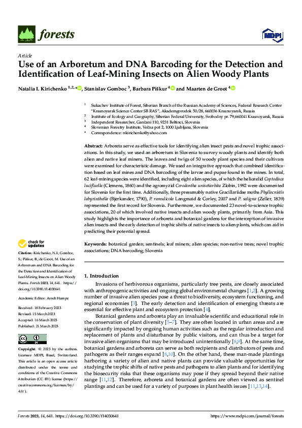 (PDF) Use of an Arboretum and DNA Barcoding for the Detection and Identification of Leaf-Mining ...