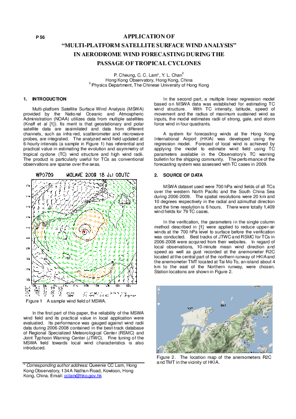 (PDF) Application of “ Multi-Platform Satellite Surface Wind Analysis ” in Aerodrome Wind ...