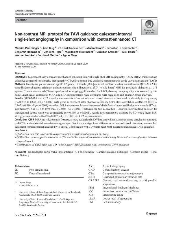 (PDF) Non-contrast MRI protocol for TAVI guidance: quiescent-interval ...