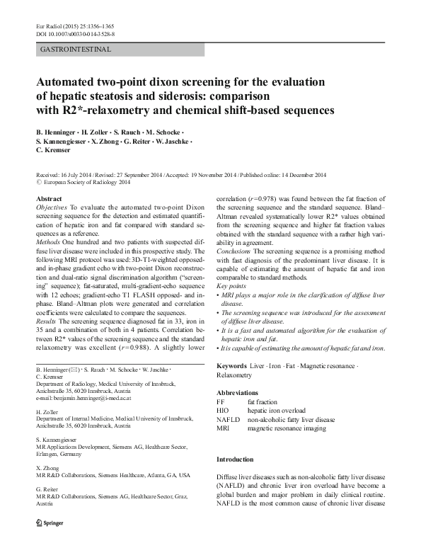 (PDF) Automated two-point dixon screening for the evaluation of hepatic ...