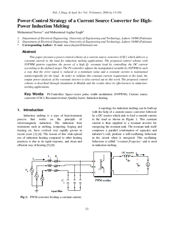 (PDF) Power-Control Strategy of a Current Source Converter for ...