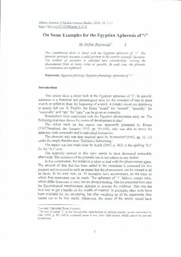 (PDF) On some Examples for the EGyptian Apheresis of "i"