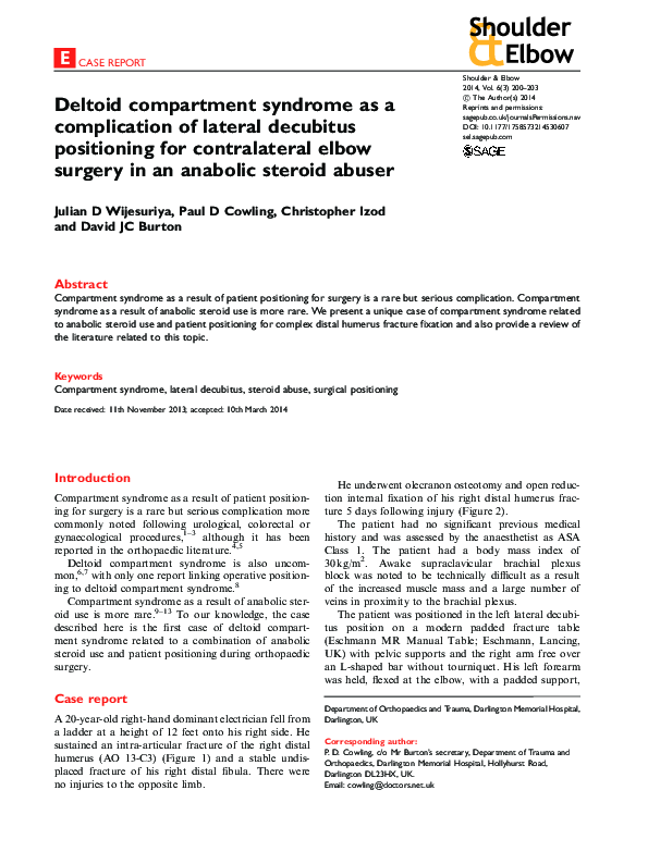 (PDF) Deltoid compartment syndrome as a complication of lateral ...