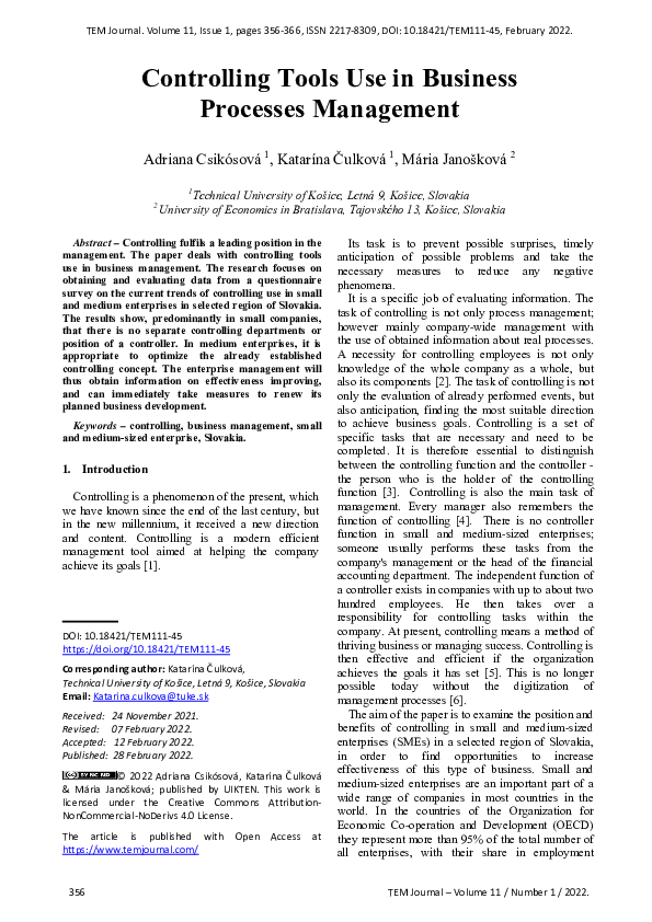 (PDF) Controlling Tools Use in Business Processes Management