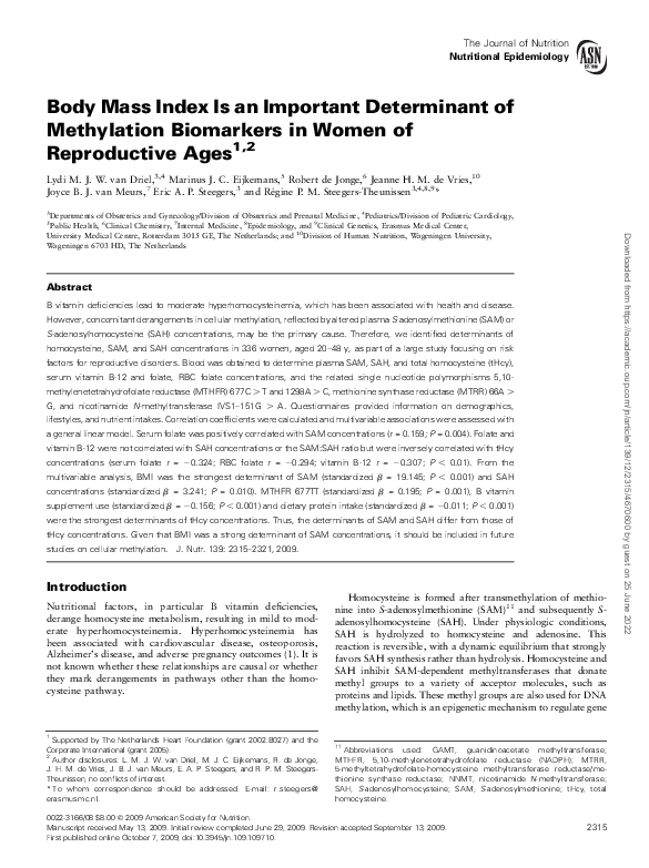 (PDF) Body Mass Index Is an Important Determinant of Methylation ...