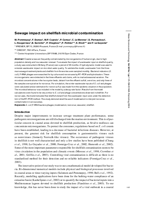 (PDF) Sewage impact on shellfish microbial contamination